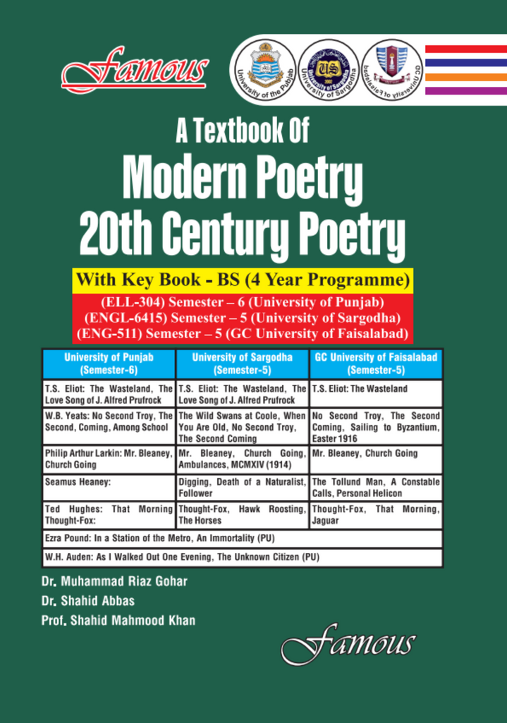A Textbook of Modern Poetry 20th Century Poetry For BS with Key Book ...