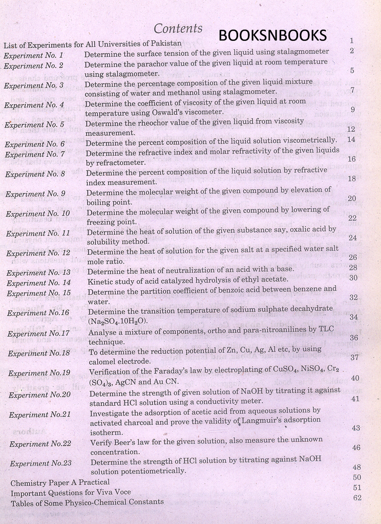 Physical Chemistry Laboratory Manual For B.Sc BS by Haq Nawaz Bhatti ...