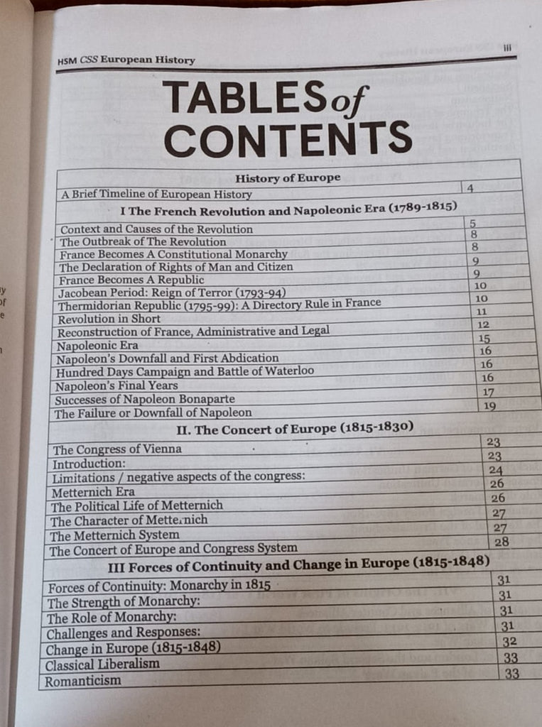 European History CSS (MCQs + Solved Papers) By Ehtesham Ali Baig - HSM ...