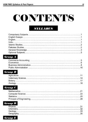 PMS Syllabus & Past Papers Compulsory & Optional Subject - HSM ...