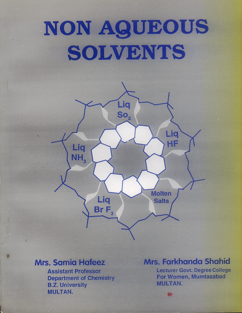Non Aqueous Solvents by Mrs Samia Hafeez – BooksNbooks