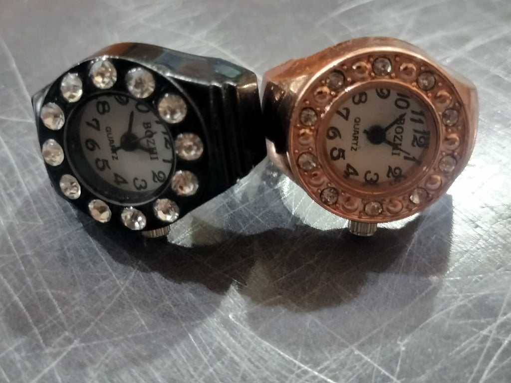 Womens Crystal Bezel Ring Watch (in Pairs) Imperial 21mm Case Stretch ...