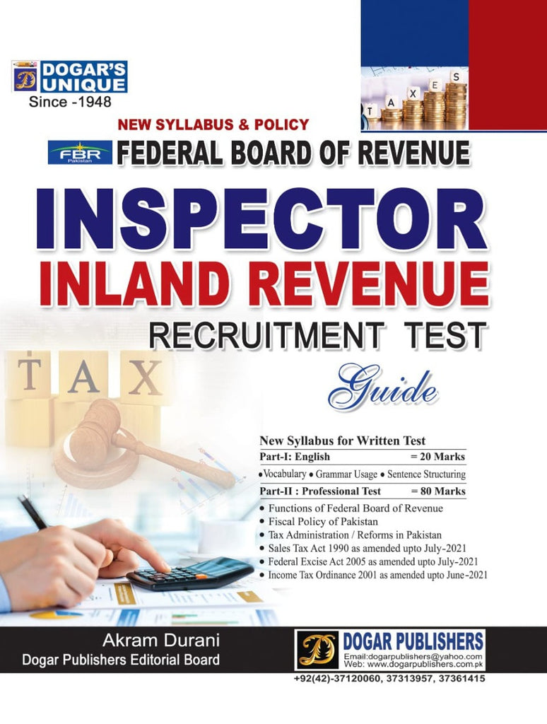 FPSC Federal Board Of Revenue Inspector Inland Revenue Guide According ...
