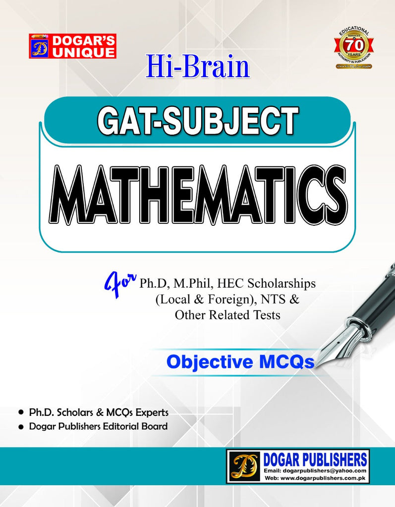 GAT Subject Mathematics Mcqs For Ph.d NTS By Dogar – BooksNbooks